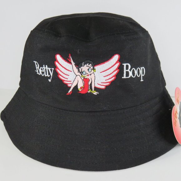 Betty Boop | Accessories | Betty Boop Wings Embroidered Black Bucket ...